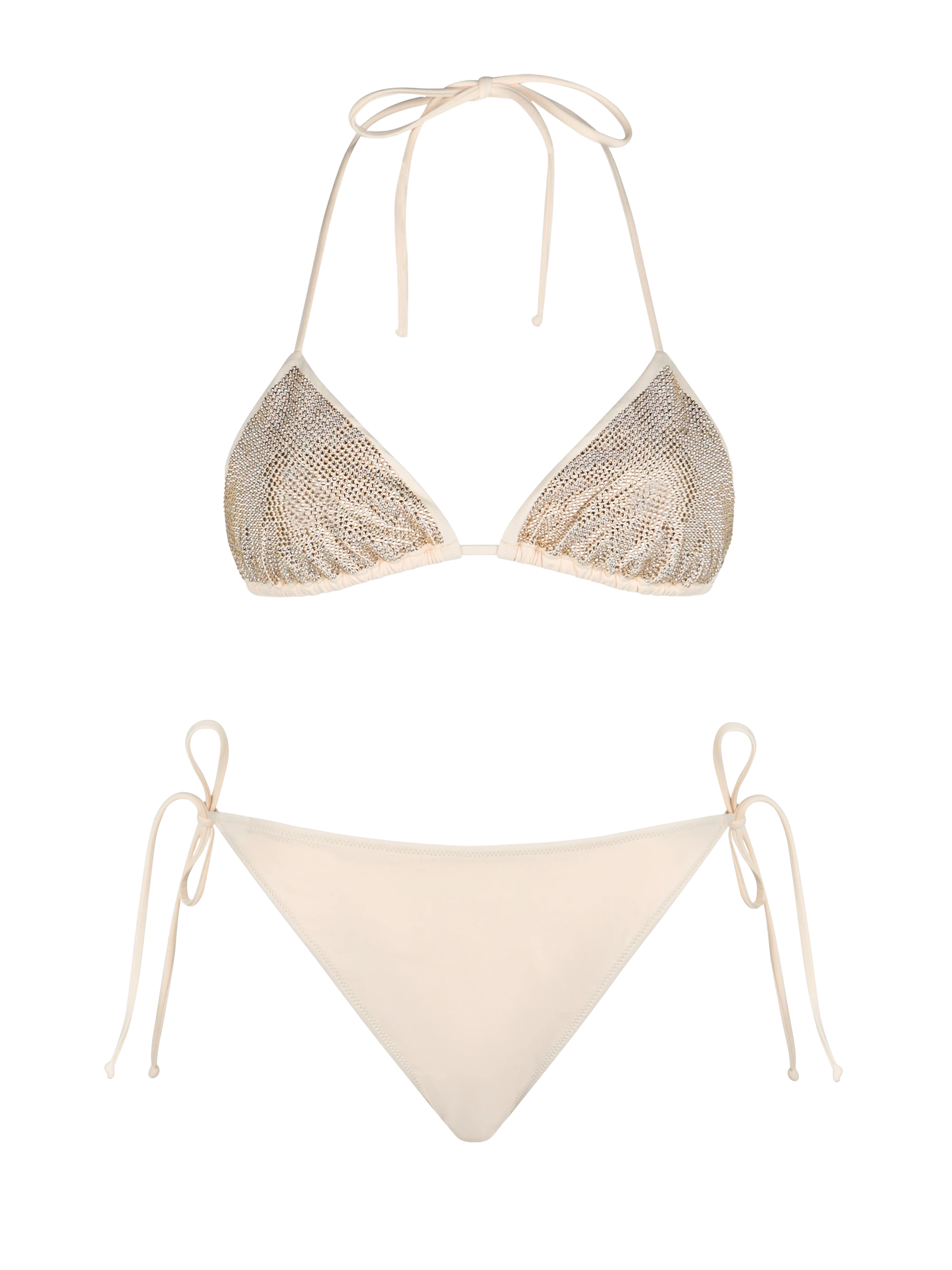 Woman triangle beige bikini with rhinestones – MC2 Saint Barth